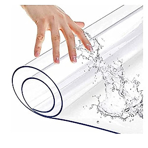 Clear PVC Desk Chair Mat Transparent Heavy Duty Hard Chair Mat for Wood Floors, Rectangular Home Carpet Protector, Can Be Cut Multipurpose Vinyl Roll for Hallway Entryway Foyer Hall Area Rugs,60-160cm