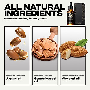 Waking Forest Beard Oil, [Thicker Beard] Beard Growth Oil Sandalwood with Vitamin E、Rosemary、Castor Beard Oil for Men Growth, Softens & Strengthens Beard Serum