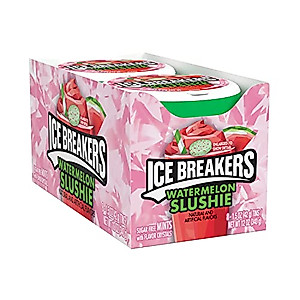 ICE BREAKERS Watermelon Slushie Flavored, Fruit Flavored Candy Sugar Free Breath Mints Tins, 1.5 oz (8 Count)