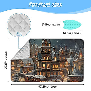 GOODOLD Christmas Town Ironing Mat Portable Travel Ironing Pad for Washer,Dryer,Table Top, Iron Board Alternative Cover, Large Heat Resistant Ironing Blanket