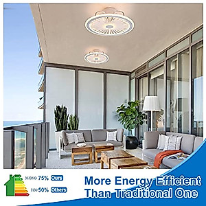 JTfany Ceiling Fans with Lights and Remote 18 Inch Flush Mount Ceiling Fan with Remote Dimmable 3 Speeds Low Profile Ceiling Fan RGB Bladeless Ceiling Fan Quiet Ceiling Fans for Bedroom Kidsroom