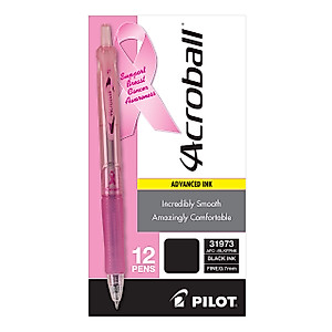PILOT Acroball Colors Advanced Ink Refillable & Retractable Ball Point Pens, Fine Point, Black Ink, 12-Pack (31973)