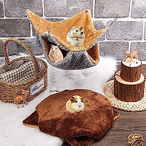 Jspupifip 2 Pcs Guinea Pig Ferret Rat Hammock,Hamster Accessories for Cages,13.3x13.3 Inches,Hanging Bunkbed Hammock for Small Animals,Kitten,Squirrel,Chinchilla,Rat,Parrot,Guinea Pig Supplies