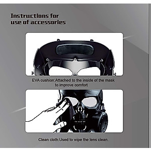 M10 Airsoft Protective Gas Mask Tactical, Full Face Eye Protection Skull Dummy Game Mask, Adjustable Strap for BB Gun Outdoor Sport CS Cosplay Shooting Movie Costume Paintball Halloween Masquerade