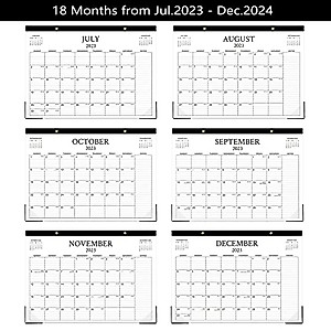 Desk Calendar 2023-2024 - 18 Months Large Desk Calendar from July 2023 - December 2024, 16.8" x 12", 2023-2024 Desk Calendar with 2 Corner Protectors, Ruled Blocks for Daily Organizing