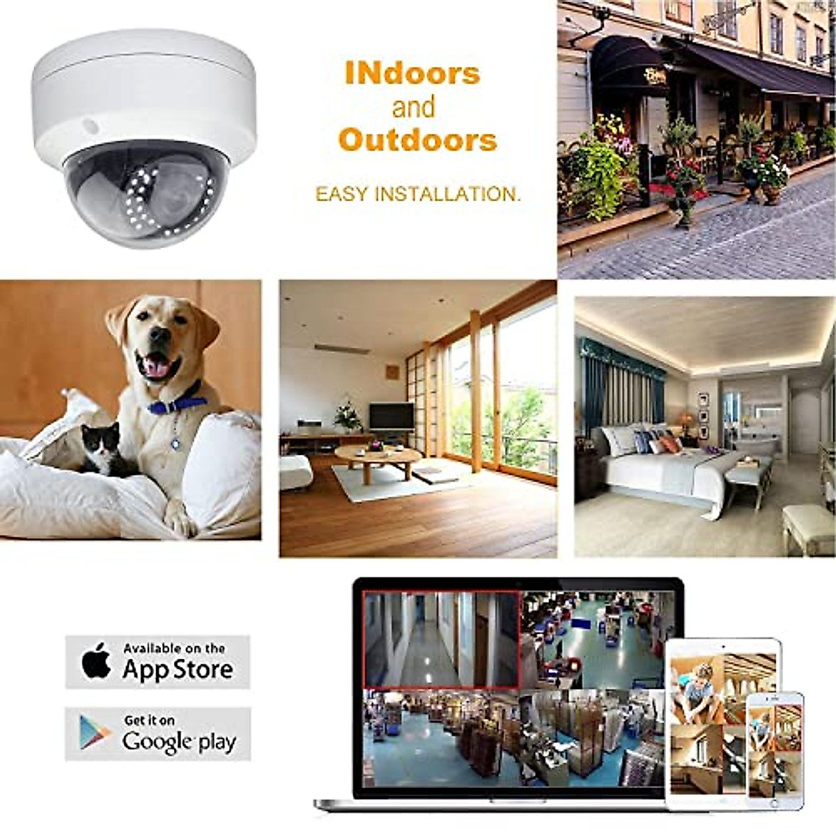5MP PoE IP Dome Security Camera, 2.8mm Wide Angle, H.265 IP66 Waterproof Built-in Micphone/Audio, Compatible with Hik Vision NVR, Not PTZ Camera