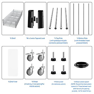 6 Tier NSF Wire Shelf Shelving Unit, 20 x 48 x 84.5 Inch 6000lbs Capacity Heavy Duty Adjustable Storage Metal Rack with Wheels/Leveling Feet&Shelf Liners, Ideal for Garage, Kitchen, and More - Chrome