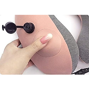 PATINS Inflatable Travel Pillow Neck Cushion for Airplane or Car Travel,Washable Pillowcase U Shaped Office Napping Pillow with Earplugs and Eye Mask for Airplanes Cars Buses Trains Office