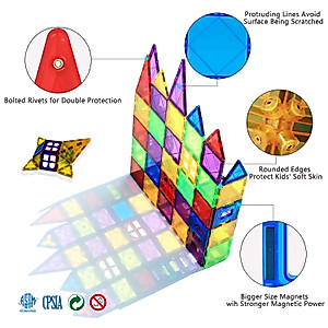 MAGBLOCK Magnetic Tiles Building Blocks 130 Pcs Magnet Tiles for Kids Ages 4-8 Magnetic Toys for Boys and Girls Ages 8-10