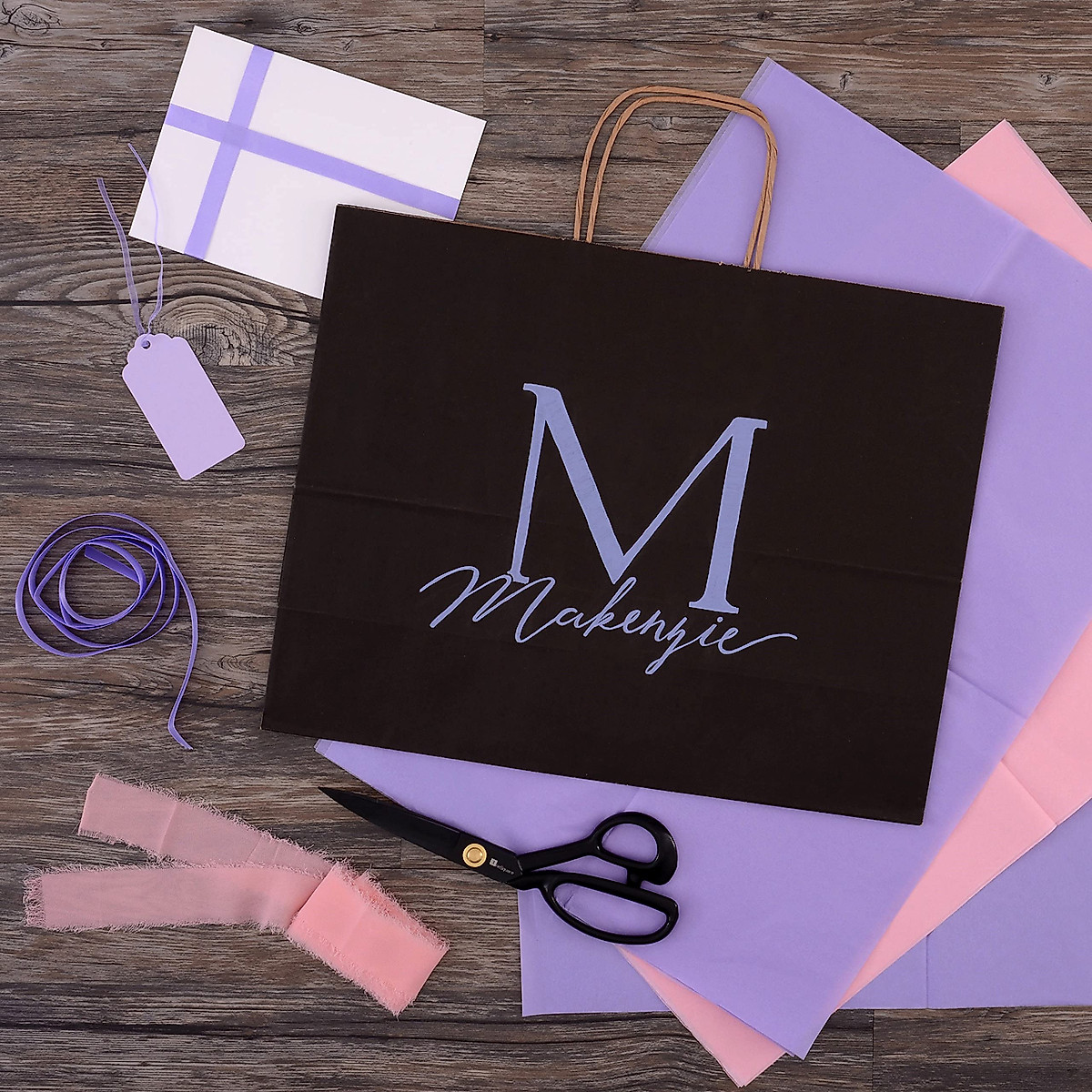 Prime Line Packaging 16x6x12 50 Pack Black Gift Bags with Handles, Large Paper Bags, Bulk for Small Business, Boutique, Shopping, Gift Wrap, Favors