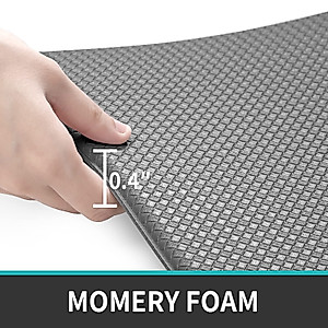 DEXI Kitchen Rugs Anti Fatigue Cushioned Comfort Standing Mats 2 Pieces Set Waterproof Runner Mats Easy to Clean 17"x59"+17"x79" Grey