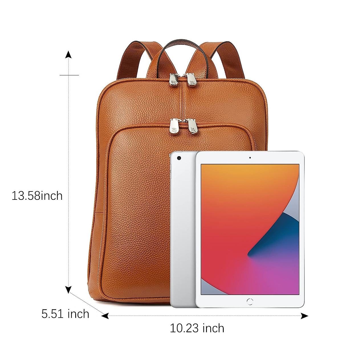 BOSTANTEN Genuine Leather Backpack Purse for Women Casual College Travel Bags Brown