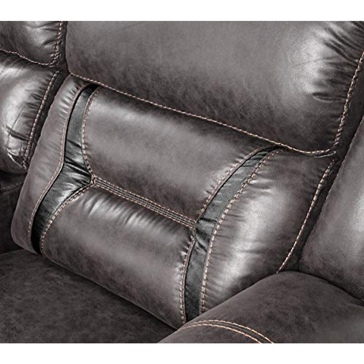 Roundhill Furniture Elkton Manual Motion Reclining Sofa and Loveseat with Storage Console, Dark Chesnut