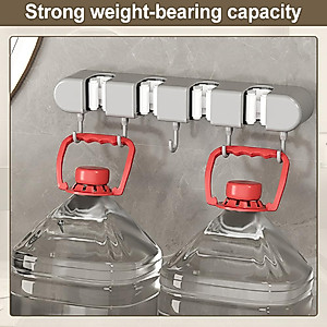 Multifunctional Mop Holder with Hook, 2024 New Punch Free Mop and Broom Holder Wall Mount Broom Rack, Broom Organizer Storage Tool Racks Heavy Duty Self Adhesive Mop Holder Wall Mounted (White)