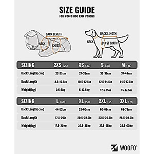 WOOFO Dog Rain Poncho, Waterproof & Windproof Dog Rain Coat for Wet Weather|Super Adjustable, Designed with Leash Hole and Reflective Strip，Size Small