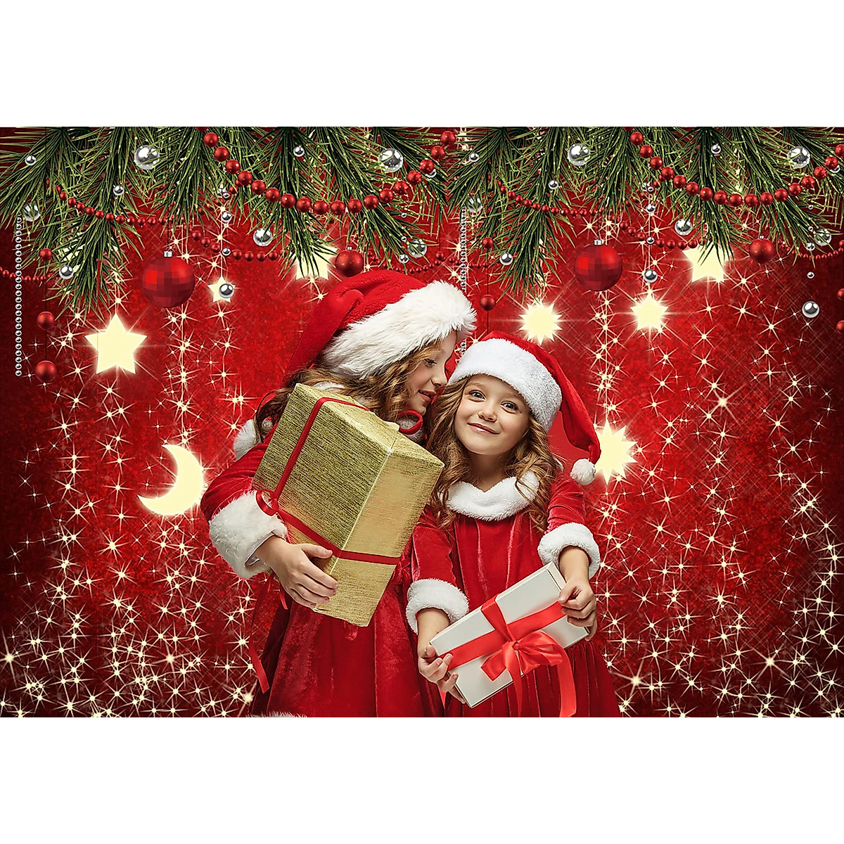 LTLYH Red Christmas Photography Backdrop Sparkling Starst Christmas Backdrops 7x5f Glittering Stars Christmas Photo Backdrop Christmas Holiday Party Decorations Props Background 073