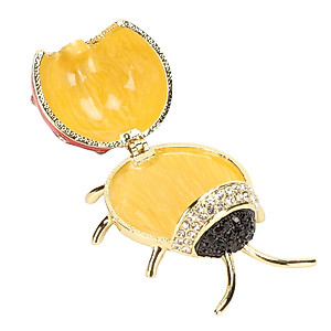 Zerodis Trinket Box, Trinket Box Hinged Hand Painted Red Colored Enamel Crystal Hand Painted Rings Earrings Jewelry Storage Box Ornament