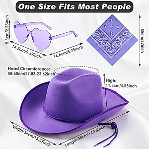 36 Pieces Adult Cowboy Hat with Bandanna Heart Sunglasses Unisex Felt Cowboy Hat Men Women Western Party Hat Cowboy Costume (Multicolor, Simple Style)