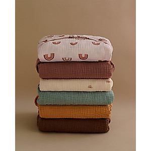 Muslin Crib Sheets Girl, Cotton Neutral Crib Sheet for Baby Girls and Boys, Fitted for Standard Crib Mattress & Toddler Bed Mattress (52"x28"), Soft and Breathable, 2 Pack (Rainbow&Cedar)