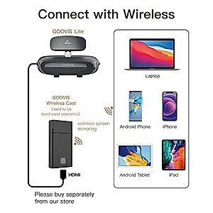 GOOVIS Lite - 3D HD Headsets OLED Display Goggles Glasses, Built-in Adjustment Hyperopia & Myopia Lens Compatible with PC, Smart Phone, Set-top Box, UAV