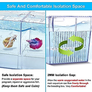 DaToo Fish Breeding Box Aquarium Holding Tank Transparent Fish Isolation Box Acclimation Hatchery Incubator Breeder Box for Baby Fish Betta Shrimp Clownfish Guppy