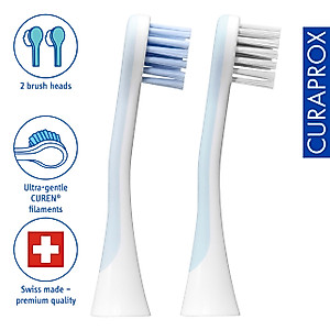 Curaprox Sensitive Electric Toothbrush Replacement Heads for Electric Toothbrush (2 Pack)