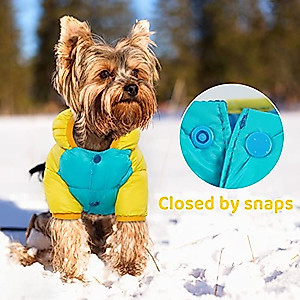 FUAMEY Dog Winter Coat,Puppy Puffer Jacket Warm Padded Pet Snow Vest Cute Windproof Dog Clothes Doggy Warm Waterproof Outdoor Lightweight Small Dog Hoodie,Chihuahua Poodles Yorkshire Pet Apparel