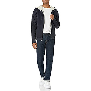 Amazon Essentials Men's Sherpa-Lined Full-Zip Fleece Hoodie, Navy, Large