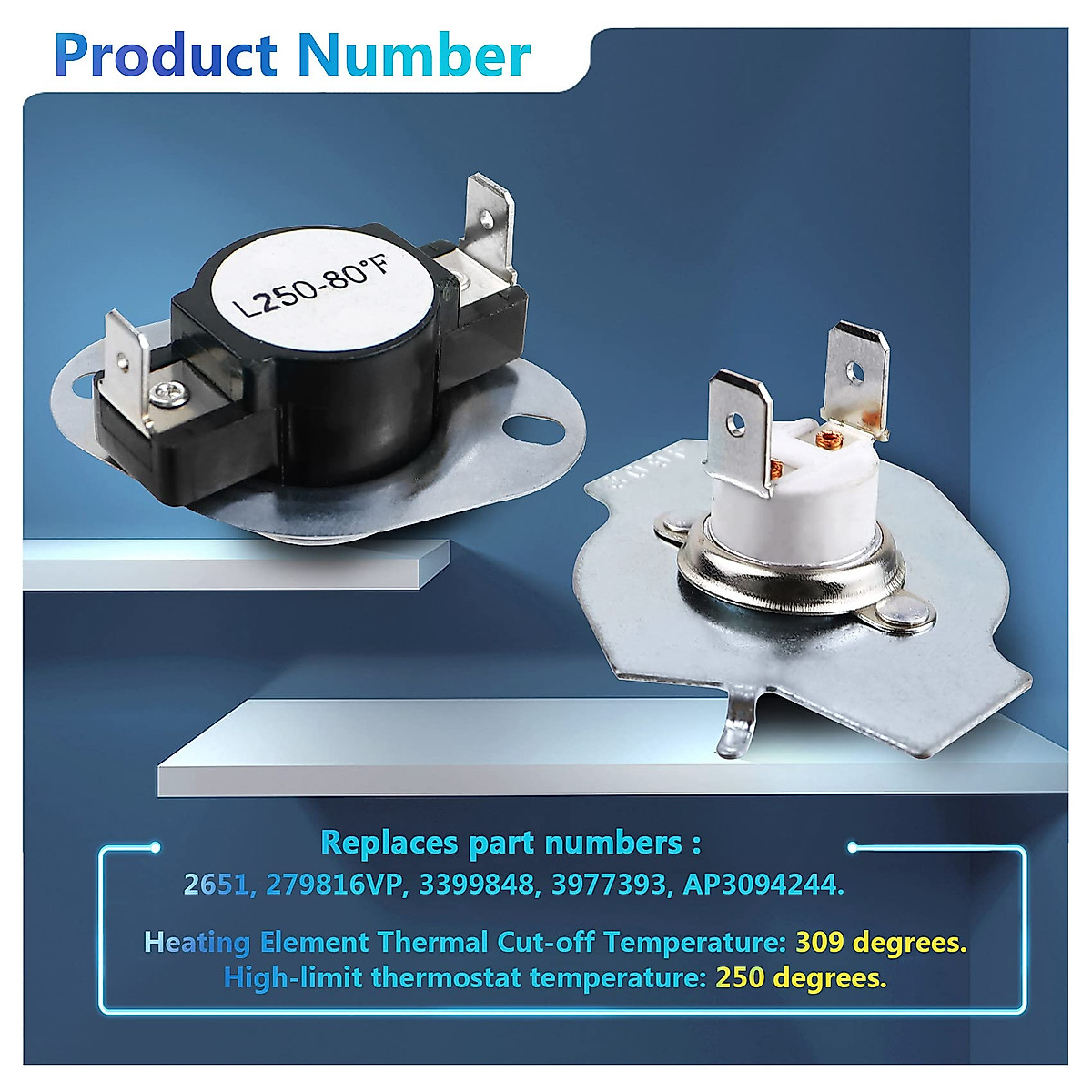 3387747 Dryer Heating Element & 279816 Thermostat Kit & 279973 3392519 Thermal cut-off Fuse Replacement Compatible with Kenmore, Samsung, Whirlpool, KitchenAid electric dryers and more