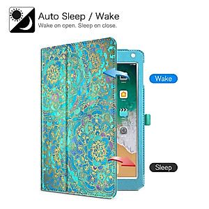 Fintie Folio Case for iPad 6th / 5th Generation (2018/2017), iPad Air 2 / Air 1 (9.7 Inch) - [Corner Protection] Premium Vegan Leather Stand Cover, Shades of Blue