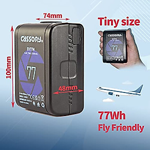 CASSORY BV-77M V Mount Battery with D-tap Mini Bocket,77Wh V Lock Camera Batteries for Camcorder