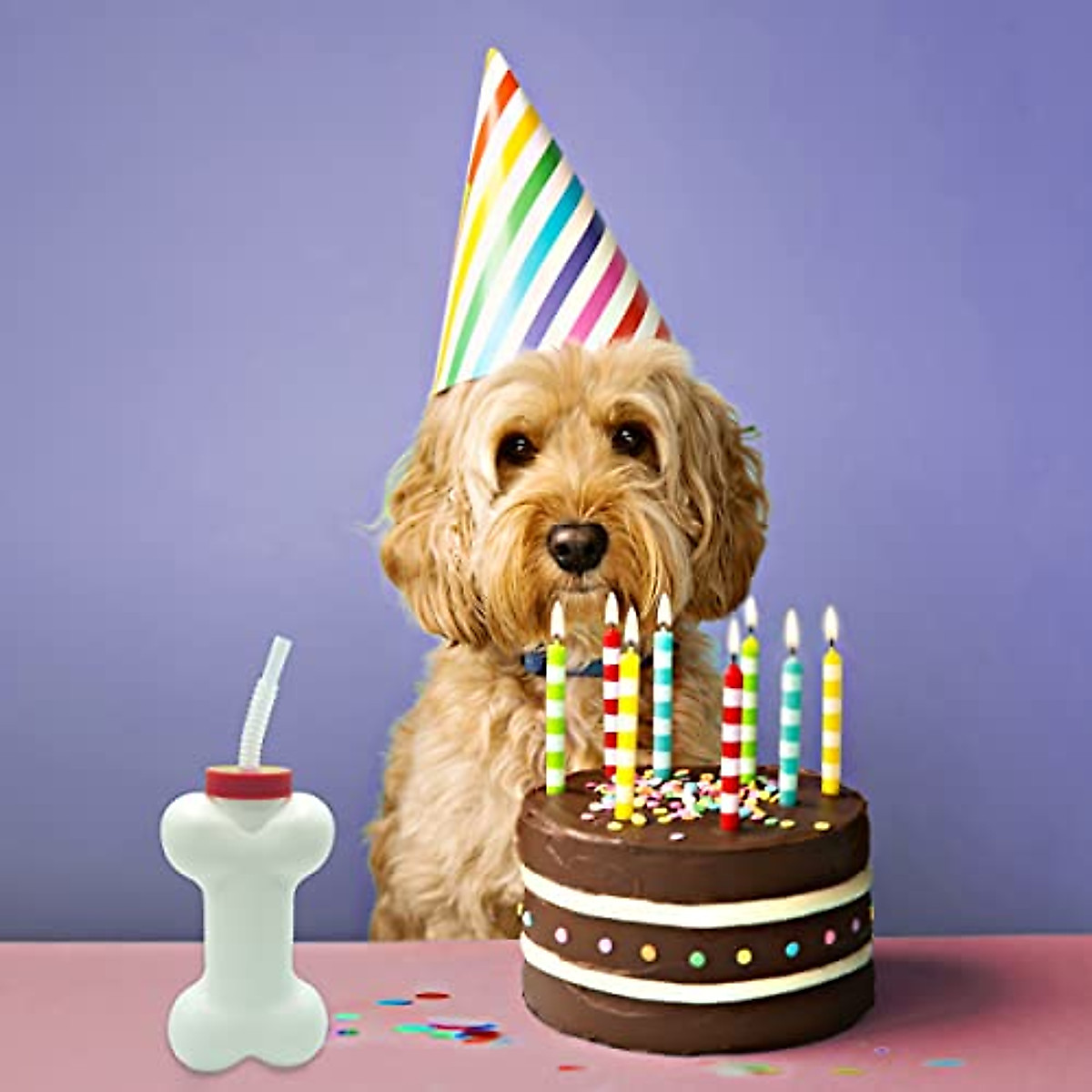 Dog Bone Cups with Straw (6 Pack) 14 oz - Paw Dog Patrol Party Supplies, Dog Birthday Party Supplies Decorations, Puppy Pals Dog Birthday Party Favors by 4E's Novelty