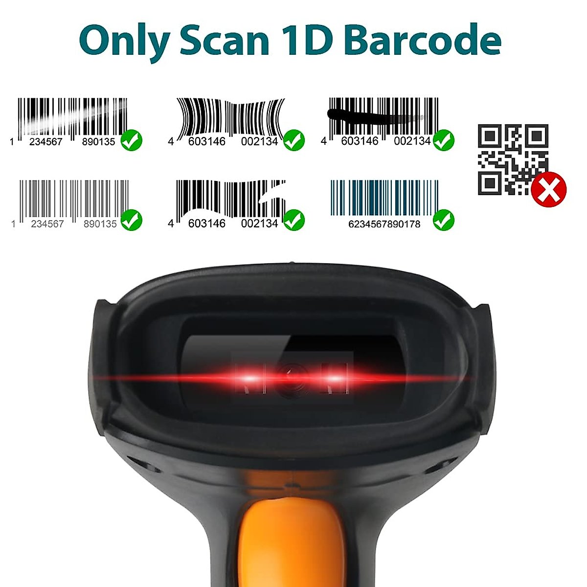 Handheld Barcode Scanner Wireless 1D CCD Sensor Barcode Reader, Support Screen LCD Bar Code, Versatile 2 in 1 2.4Ghz Wireless and USB Wired Automatic Scan Reader