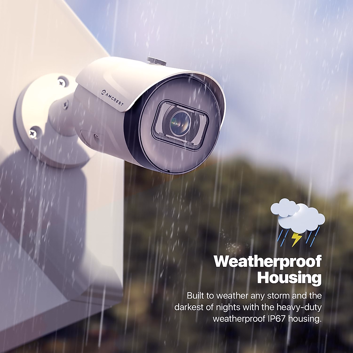 Amcrest UltraHD 4K (8MP) Outdoor Bullet POE IP Camera, 3840x2160, 98ft NightVision, 2.8mm Lens, IP67 Weatherproof, MicroSD Recording, White (IP8M-2496EW-V2)