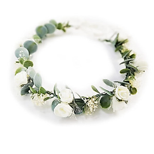Dlynmoo Flower Crown Floral Wreath Headband Floral Crown Wedding Festivals Photo Props Headpiece TG02066