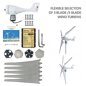 Mars Rock Small Wind Turbine Wheel Hub And Cap With 5 Vanes Blades’ Screws & Nuts Kit For Horizontal Wind Turbine Generation DIY 100w To 1000w Small Windmill Accessories Parts