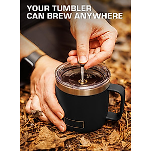 COLETTI Travel French Press compatible with YETI Rambler 14 oz — Travel Coffee Maker, Tumbler Accessories — Turn Your Tumbler Into a Travel Coffee Maker