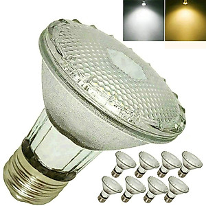 Classic Glass PAR20 LED Daylight Flood Light Bulb,LED Spotlight 8W PAR20(50W-75W Halogen Lamp Equivalent),5000K Bright White Light,E26 Base,120V,Indoor/Outdoor Use,Waterproof IP65 (8 Pack)