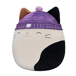 Squishmallows Original 14-Inch Cam Calico Cat with Purple Hat - Large Ultrasoft Official Jazwares Plush