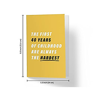 Happy 40th Birthday Card for Men Women, Funny 40th Birthday Cards for Husband Wife Dad Mom Brother Sister Friend, 40 Years Old Birthday Card, 40 Birthday Card with Envelope, Karto Yellow Childhood