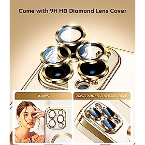 Waldeng for iPhone 14 Pro Max Case with Integrated Camera Lens Protector, [Compatible with MagSafe] [Original iPhone Exterior], Crystal Clear Case for iPhone 14 Pro Max 6.7", Gold