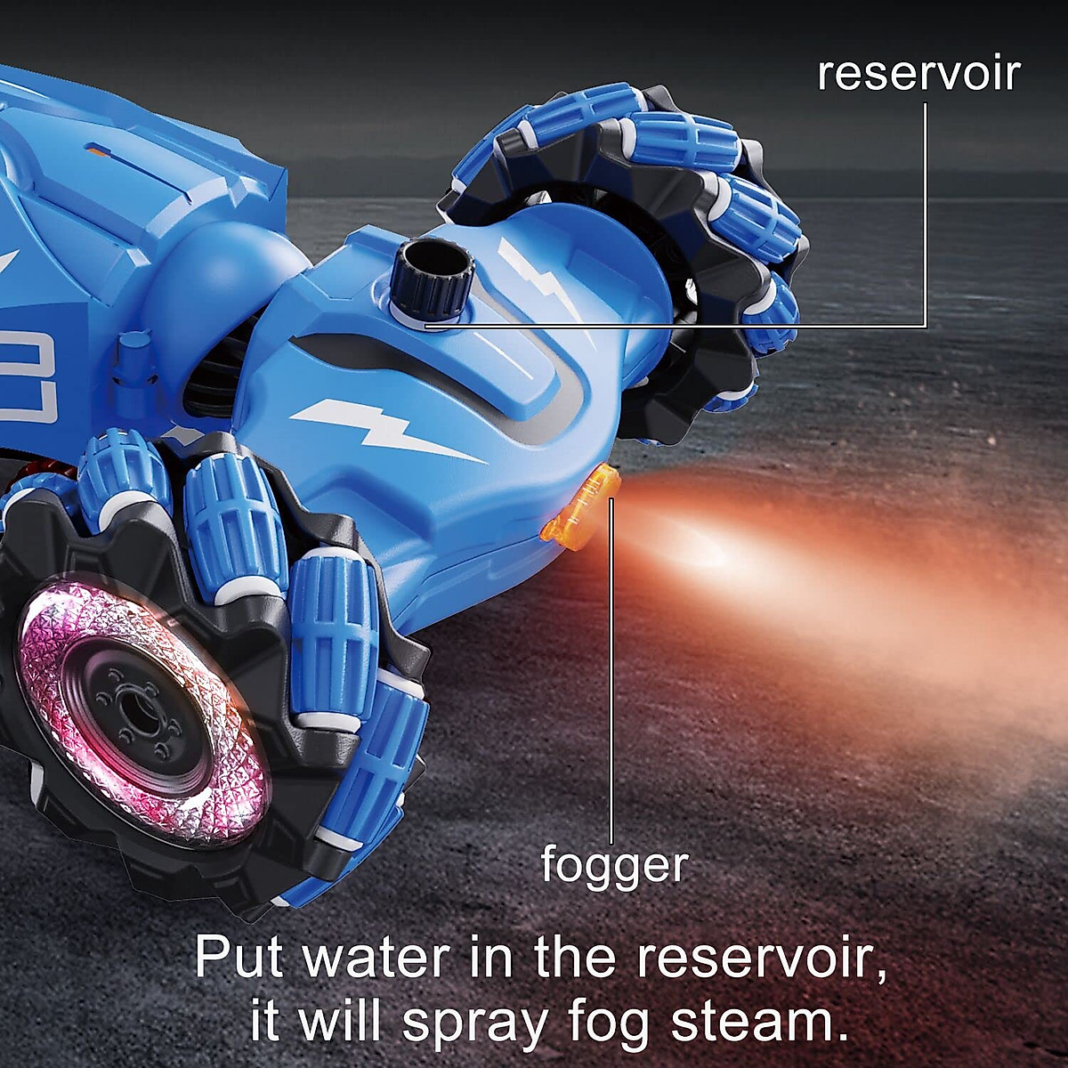 LOOZIX Upgraded Hand Gesture Sensing RC Stunt Car with Lights Music, Spray Drift Hand Gesture RC Car 360° Spins All Terrains Hand Controlled Car Toys for 6 7 8 9 10 Year Old Boys