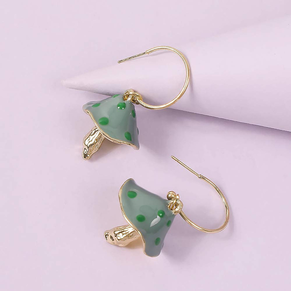 5 Pairs Dainty Mushroom Shape Pendant Earrings Set Sweet Fresh Mushroom Drop Earrings Colorful Sweet Cute Food Dangle Earrings Metal Enamel Mushroom Hoop Earrings Set for Women Jewelry