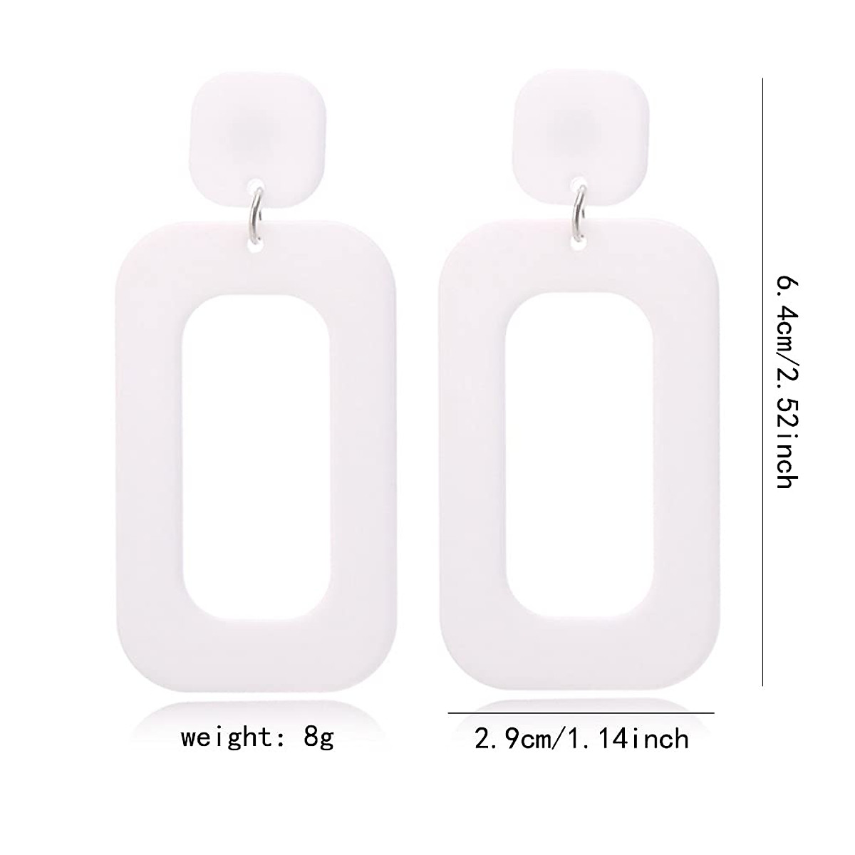 CHUNYANAN Boho Elegant Retro Simple Acrylic White Geometric Square Hollow Earrings for Women White Minimalist Statement Hypoallergenic Drop Earrings (White Hollow Earrings)