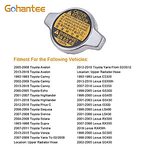Radiator Cap Sub-Assembly Replace 16401-31520 replacement for Toyota Avalon Camry Echo Highlander Prius C Sequoia Sienna Solara Tundra Venza YarisLexus ES300h ES350 GS300 GS430 IS300 LS430 RX300 SC430