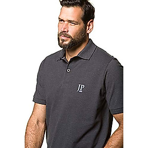JP 1880 Menswear Big & Tall Plus Size L-8XL 2-Pack Polo Shirts Dark Grey Melange, Black XXXXXX-Large 704317 11