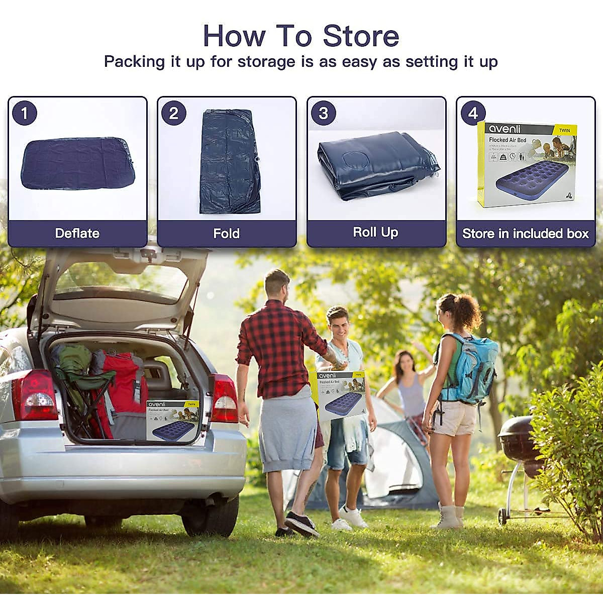 GiftWay Twin Size Camping Air Mattress - 9" Raised Inflatable Mattress Portable Comfort Flocked Blow Up Airbed with Patch Kit - Air Bed for Guests/Home/Travel/Housewarming Gifts