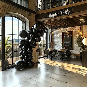 Bezente Black Balloons Latex Party Balloons - 100 Pack 12 inch Round Helium Balloons for Black Themed Wedding Graduation Anniversary Birthday Party Backdrop Decorations