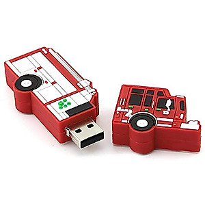 128GB USB 2.0 Flash Drive Novelty Cute Fire Fighting Truck Shaped Cartoon Pen Drive Thumb Drive Memory Stick Pendrive