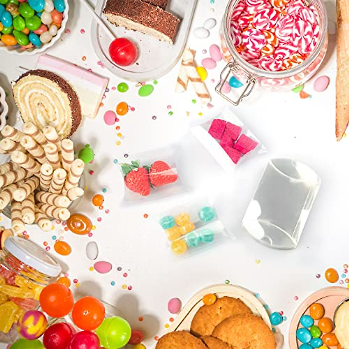 ISKYBOB 50 Pieces Plastic Pillow Box Mini Gift Candy Treat Transparent Packing Boxes Party Favors